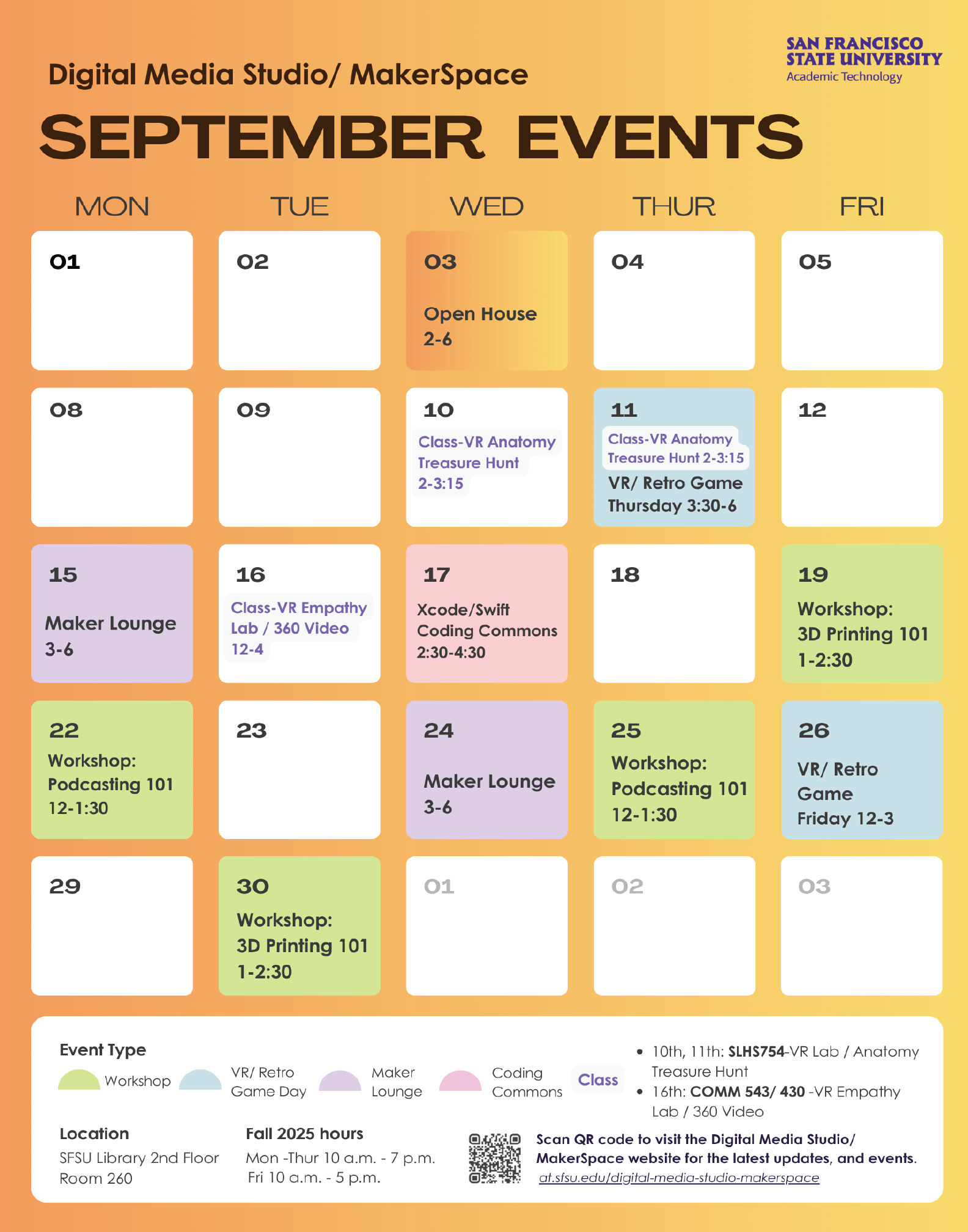 Digital Media Studio & MakerSpace: September events | Academic Technology